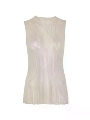 UMA WANG Sleeveless Ribbed Top - Neutrals