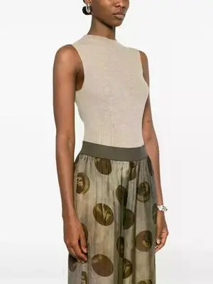 UMA WANG Sleeveless Ribbed Top - Neutrals