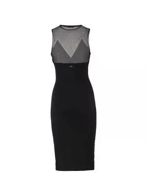 Elisabetta Franchi Knit Dress With Sheer Yoke And Geometric Detail