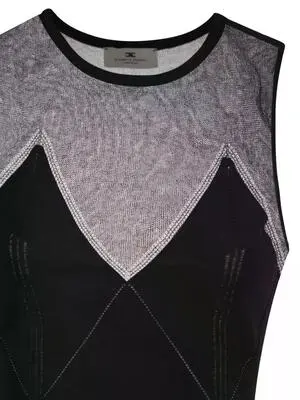 Elisabetta Franchi Knit Dress With Sheer Yoke And Geometric Detail