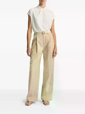 Vince Twist Neck Cap-sleeve Blouse - Neutrals