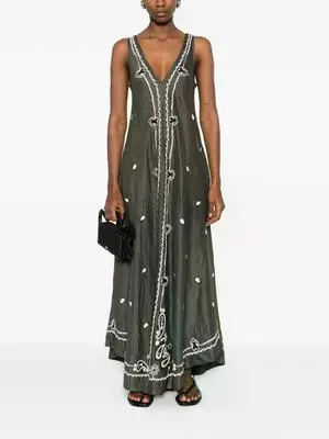 P.a.r.o.s.h Embroidery V-neck Maxi Dress