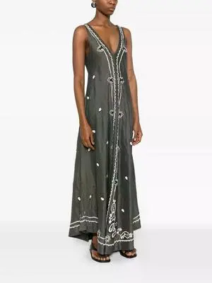 P.a.r.o.s.h Embroidery V-neck Maxi Dress