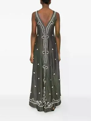 P.a.r.o.s.h Embroidery V-neck Maxi Dress