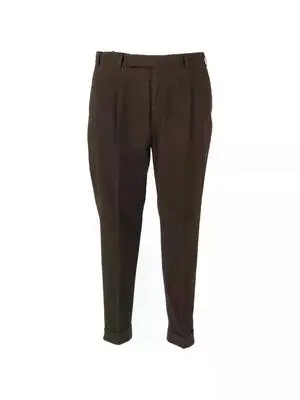 PT TORINO Pleated Turn-up Trousers - Brown