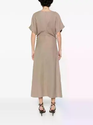 Brunello Cucinelli V-neck Midi Dress - Neutrals