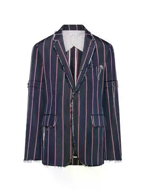 Thom Browne Striped Fringed Blazer - Blue