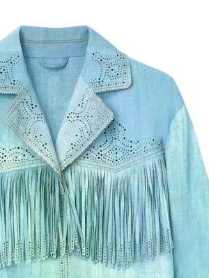 Ermanno Scervino Fringed Laser-cut Denim Jacket