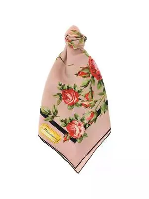 Dolce & Gabbana Rose-print Twill Scarf - Pink