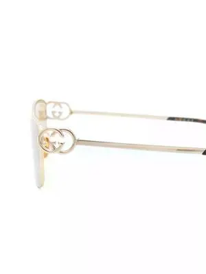 Gucci Gg Logo Rectangle-frame Sunglasses - Gold