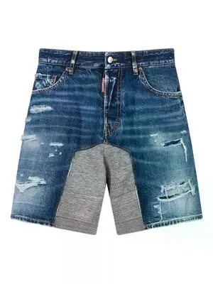 Dsquared2 Medium Wash Ripped Hybrid Shorts