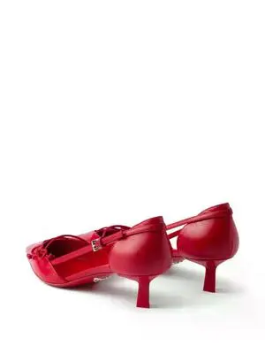 Prada Leather Pumps With Buckle Detail - Red
