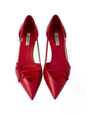 Prada Leather Pumps With Buckle Detail - Red