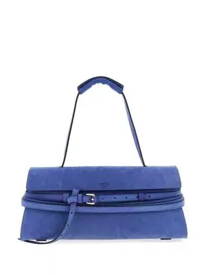 Moschino Embossed-logo Suede Shoulder Bag - Blue