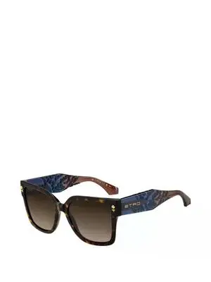 Etro Floral-detail Square Frame Sunglasses - Brown