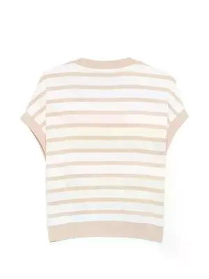 Liu Jo Striped V-neck T-shirt - White