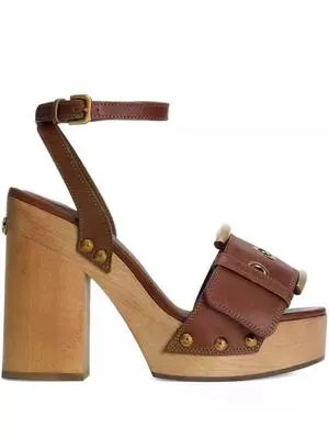 Dolce & Gabbana Buckled Studded Leather Sandals - Brown