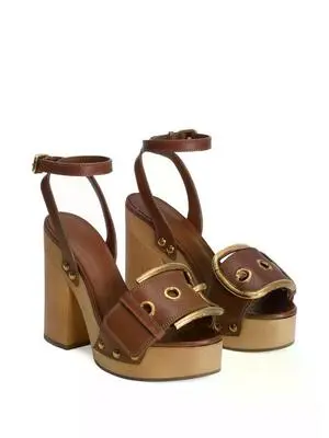 Dolce & Gabbana Buckled Studded Leather Sandals - Brown