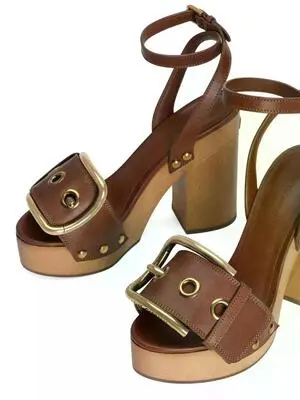 Dolce & Gabbana Buckled Studded Leather Sandals - Brown