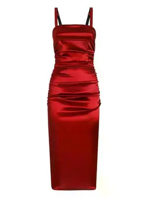 Dolce & Gabbana Stretch Satin Fitted Dress - Red