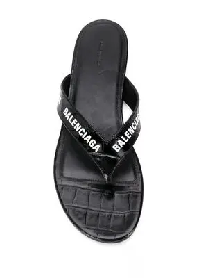 Balenciaga Crocodile Effect Logo Sandals