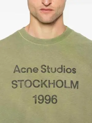 Acne Studios Logo-print Cotton-hemp T-shirt - Green