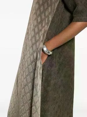 UMA WANG Diamond V-neck Midi Dress - Brown