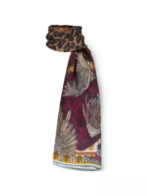 SABINA SAVAGE Leopard-pattern Bird-print Scarf - Red