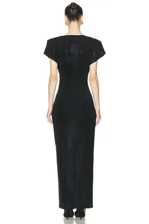 Norma Kamali Cap Sleeve Shoulder Pad Long Dress - Black