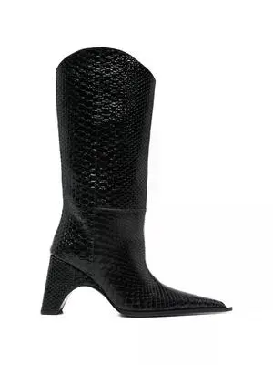 Coperni Python-embossed Cowboy Boots - Black
