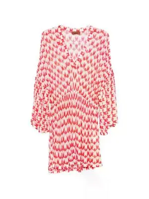 Missoni V-neck Patterned Beach Dress - Red