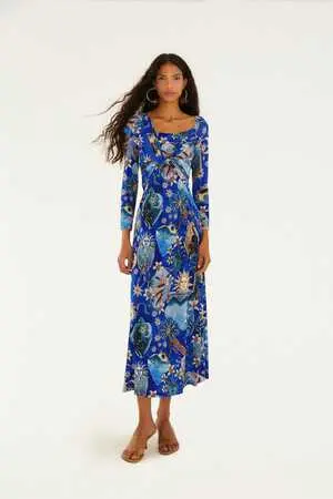 Farm Rio Mystical Draped Maxi Dress - Mystical Blue