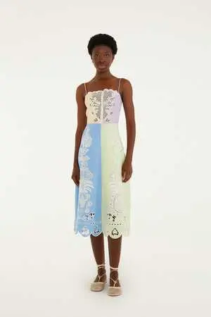 Farm Rio Multicolor Embroidered Linen Midi Dress - Multi