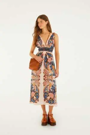 Printed Maxi Dresses with Detachable Belt