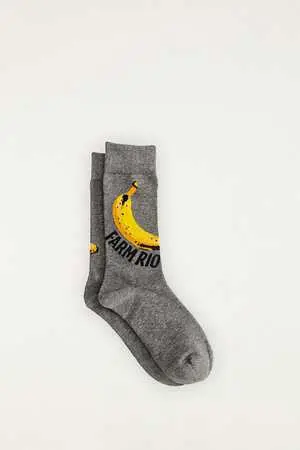 Farm Rio Patterned Socks - Melange Banana