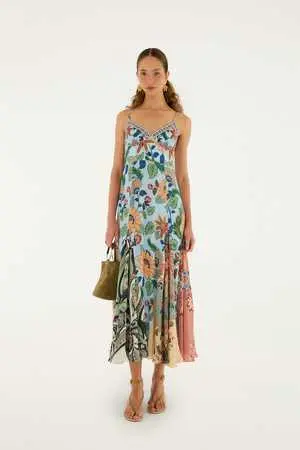 Pleated Floral Midi Slipdresses