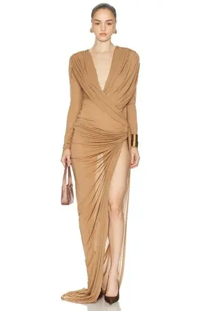 Atlein Draped Longsleeve Dress