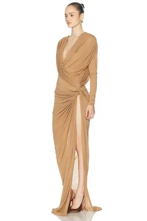 Atlein Draped Longsleeve Dress