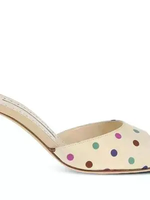 Manolo Blahnik Jadaron Polka-dot Sandals - Neutrals