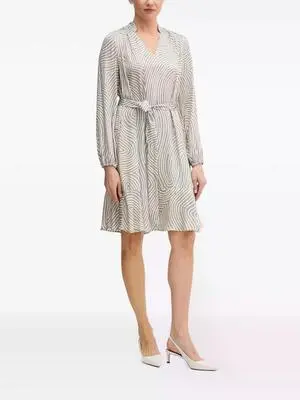 MARC AUREL Patterned Tie Belt Dress - Grey