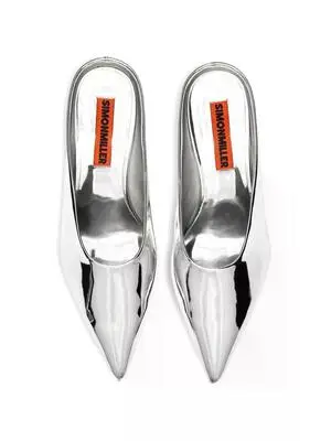 SIMONMILLER Gala Wedge Mules - Silver