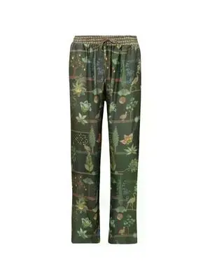 PIP STUDIO Floral Print Drawstring Trousers - Green