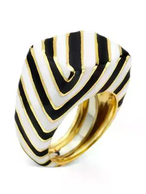 David Webb Striped Band Ring - Gold