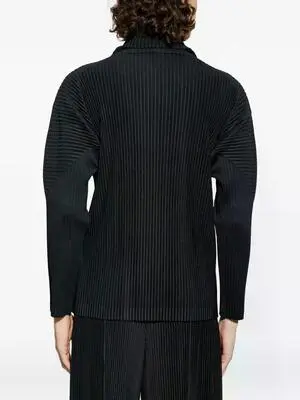 Issey Miyake High-neck Pleated Shirt - Black