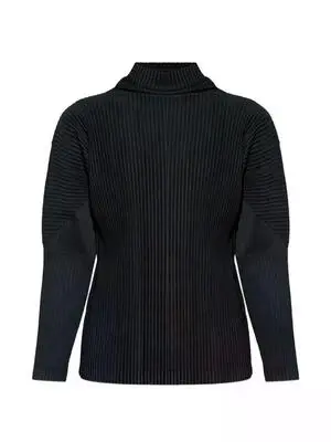 Issey Miyake High-neck Pleated Shirt - Black
