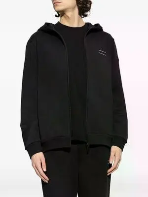 Moncler Hooded Zip-up Top - Black