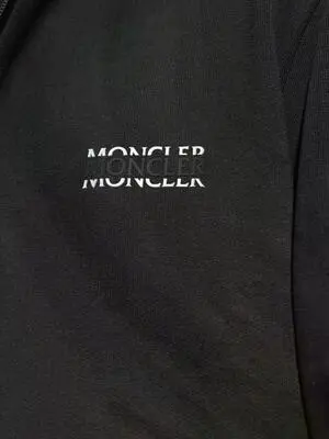 Moncler Hooded Zip-up Top - Black