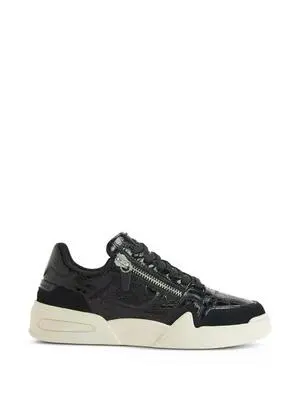 GIUSEPPE ZANOTTI Crocodile Print Zip Sneakers - Black