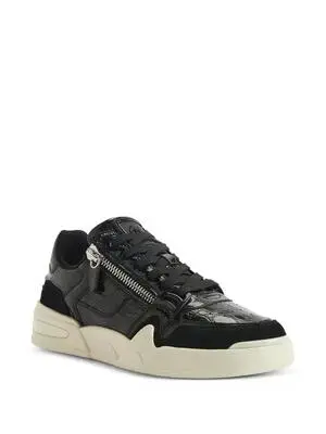 GIUSEPPE ZANOTTI Crocodile Print Zip Sneakers - Black