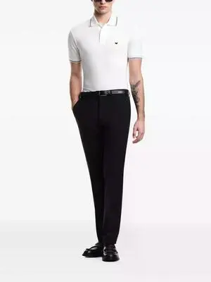 Emporio Armani Emblem Trim Polo Shirt - White